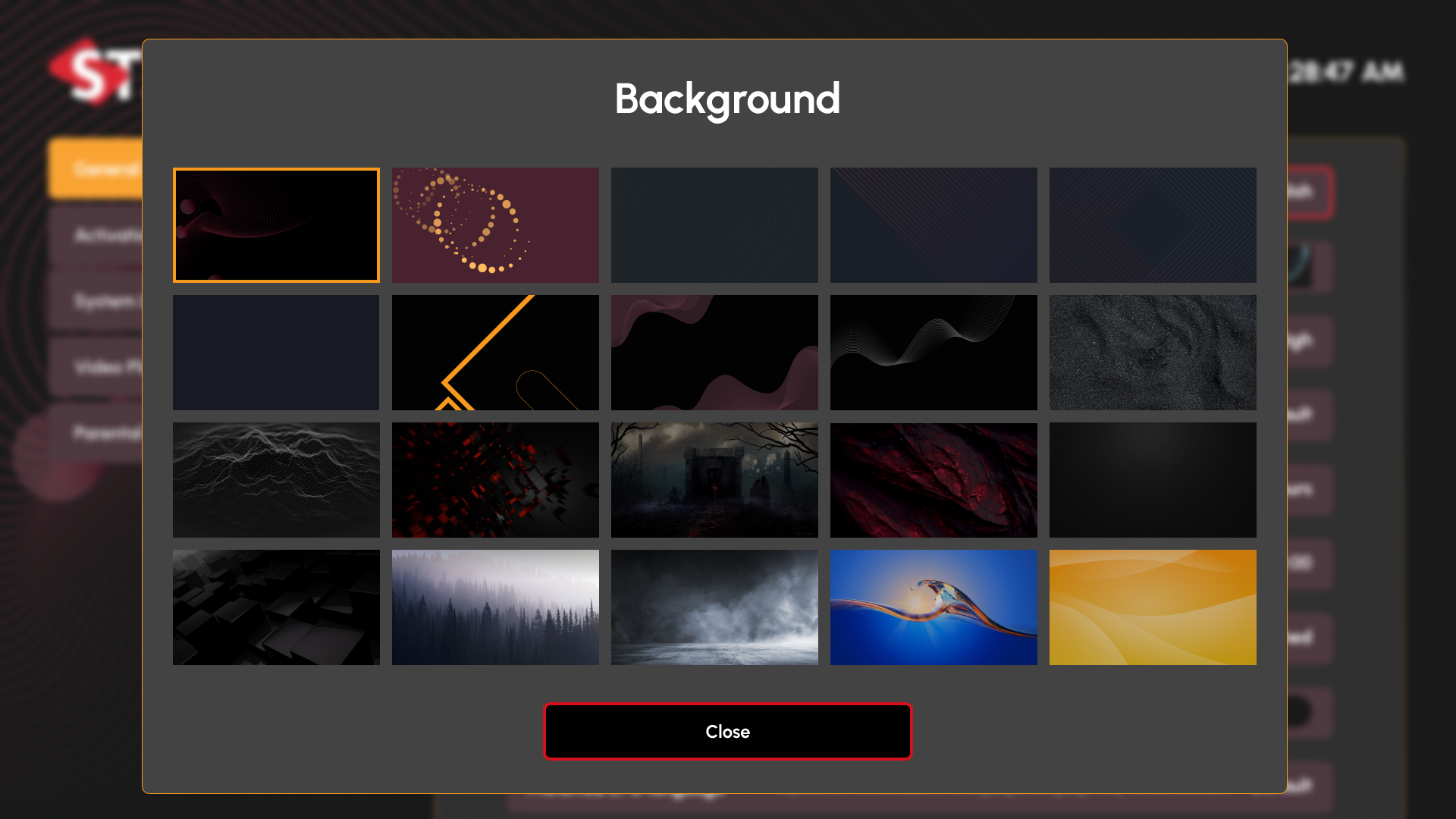 Background Customization - STZ Player Documentation