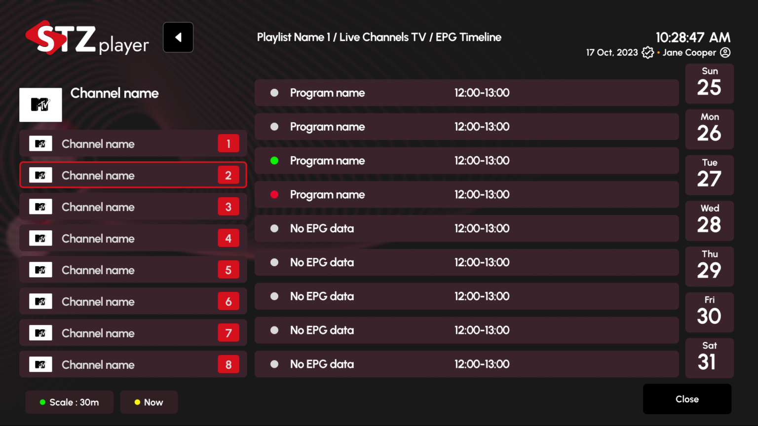 EPG (Electronic Program Guide) - STZ Player Documentation