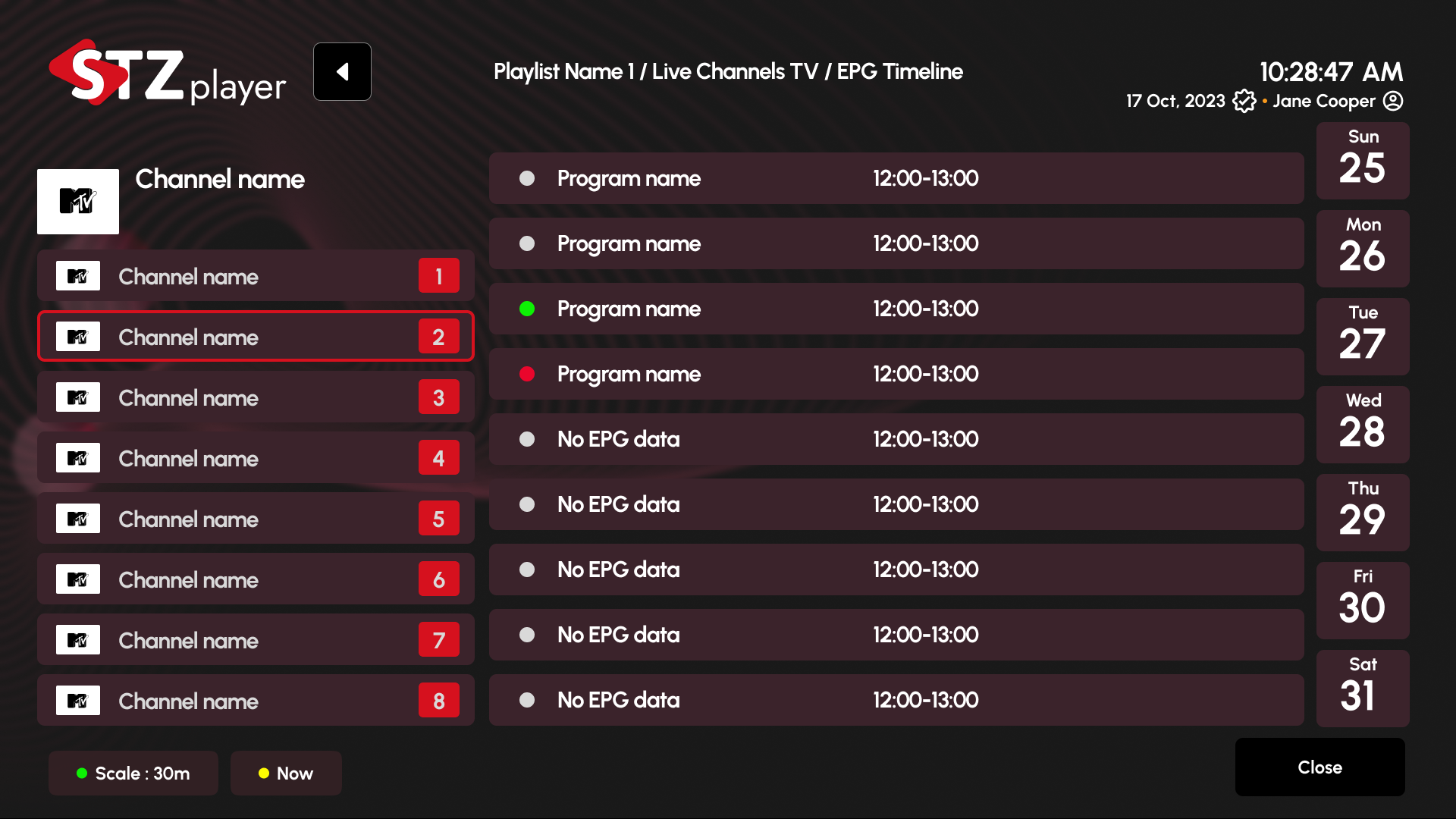 EPG (Electronic Program Guide) - STZ Player Documentation