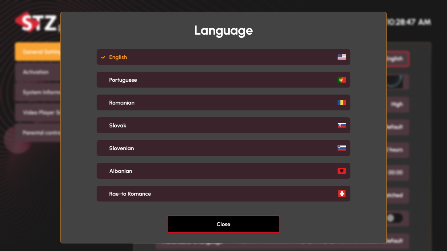 Language Settings – STZ Player Documentation