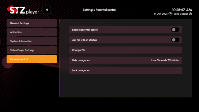 Parental Control System - STZ Player Documentation