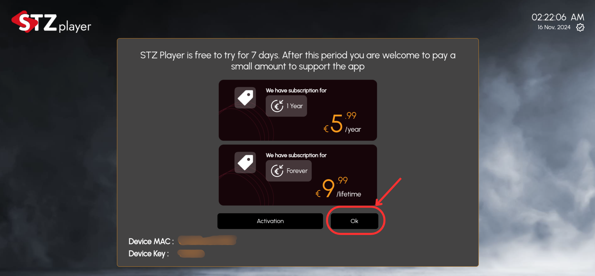 Free 7-day trial - STZ Player Documentation