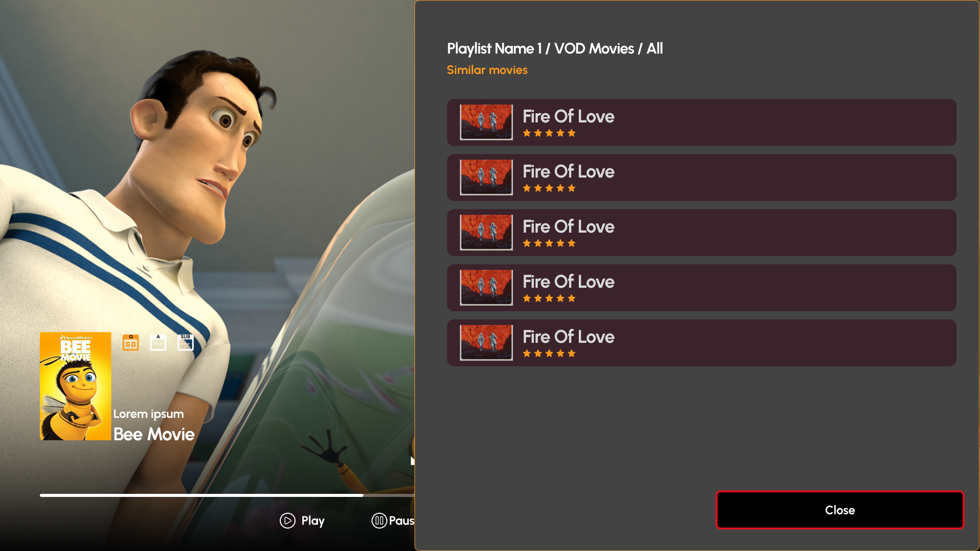 VOD Movies Interface - STZ Player Documentation